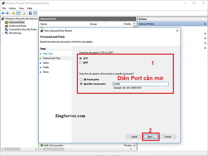 Hướng dẫn mở Port trên VPS Windows • ZingServer
